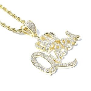 Jewelry | Yellow Gold Finish Lab Diamond Queen Charm Chain | Poshmark